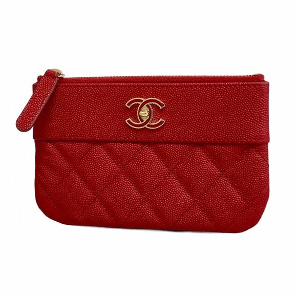 CHANEL | Bags | Chanel Red Caviar Leather Wallet | Poshmark